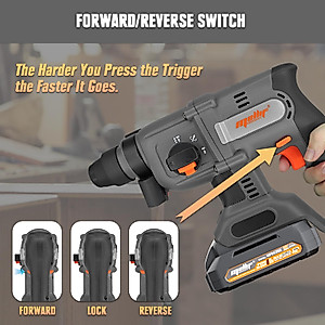 Mellif Brushless Rotary Hammer Drill Compatible with Dewalt 20v Max Battery, 1 1/8 in SDS Plus 1,400RPM, Heavy Duty Safety Clutch, 4 Modes for Concrete, Masonry, Wood, Metal (Tool Only)