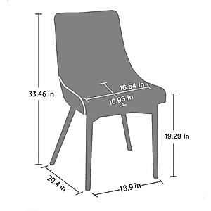 CangLong Upholstered Fabric Chairs and Solid Wood Legs for Kitchen Dining Bedroom Living Room, Set of 2, Grey
