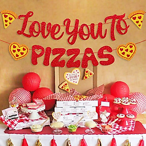 Love You To Pizzas Banner Valentine’s Day Pizzas Party Decoration NO DIY Pizza Theme Birthday Party Wedding Anniversary Baby Shower Bridal Shower Valentine Party Supplies
