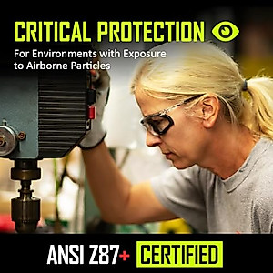 MAGID Gemstone Onyx Sporty Foam Lined Safety Glasses, 1 Pair, Gray Polycarbonate Lenses, Black Frame