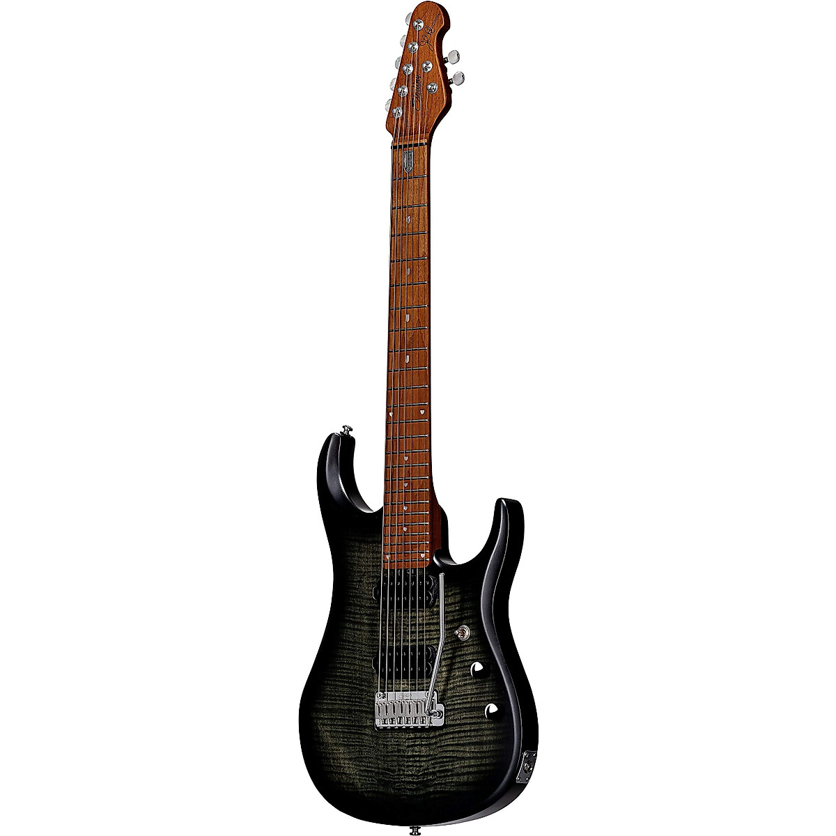 Sterling by Music Man 7 String Solid-Body Electric Guitar, Right, Trans Black Satin (JP157FM-TBKS)