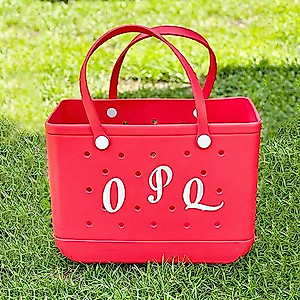 LOSOFON Letters Charms for Bogg Bag Alphabet Accessories Decorative Bogg Bag Charms Personalize DIY Rubber Beach Tote Bag, White, M