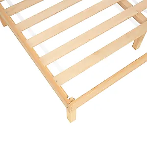 Naomi Home Lucia 14 Inch Solid Wood Platform Bed Full Bed Frame, Pine Wood, No Squeak, Full Size, No Box Spring Needed, Sturdy Bed Frame - Natural