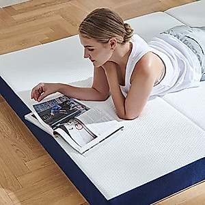 Molblly 3 inch Memory Foam Trifold Mattress Topper with Washable Cover, Portable Tri Folding/Foldable Mattress Guest Bed for Camping, Narrow Twin - 31"x 75"x 3"