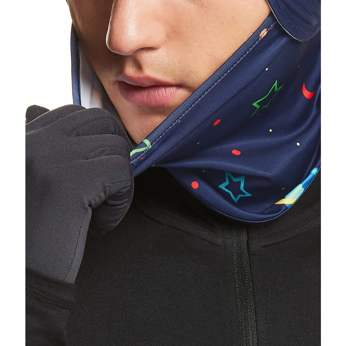 TSLA Men and Women Thermal Fleece Skull Cap, Winter Ski Cycling Under Helmet Liner, Running Beanie Hat, Skull Cap with Face Mask Galaxy, One Size