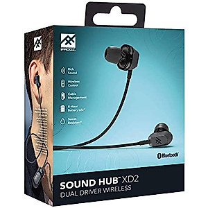 iFrogz Sound HUB XD2 Black Wireless Bluetooth Headset - Sweat Resistant -EQ Rich Sound Setting- with Car Adapter (Retail Packing)