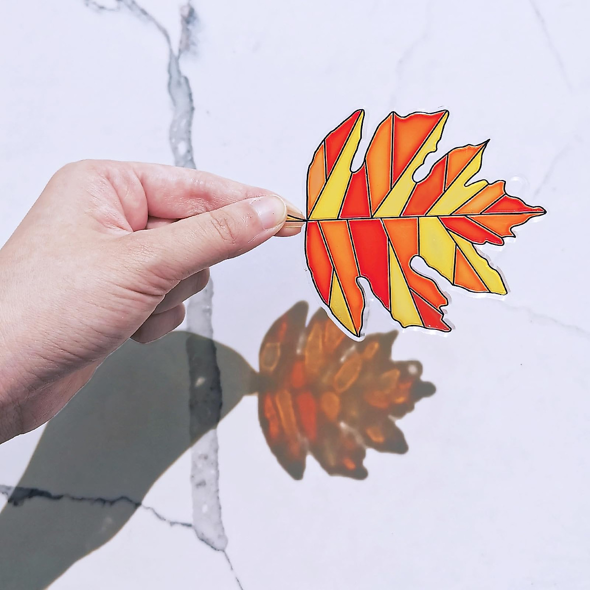 Winlyn 24 Sets Fall Leaf Suncatchers Ornaments Decorations DIY Window Paint Art Suncatchers Craft Kits Autumn Maple Leaf Sun Catchers for Kids Classroom Thanksgiving Harvest Party Art Project