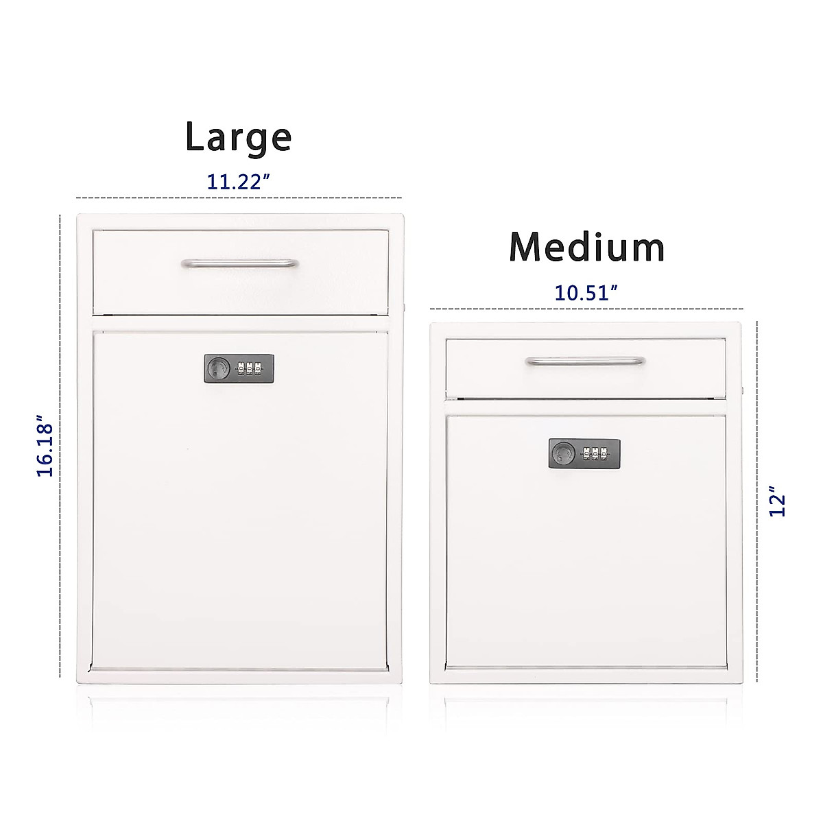 xydled Wall-Mount Mailbox with Combination Lock, High Security Durable Drop Box, Hanging Secured Postbox, Rust-Proof, Letter Deposit Payment, White,XL Large