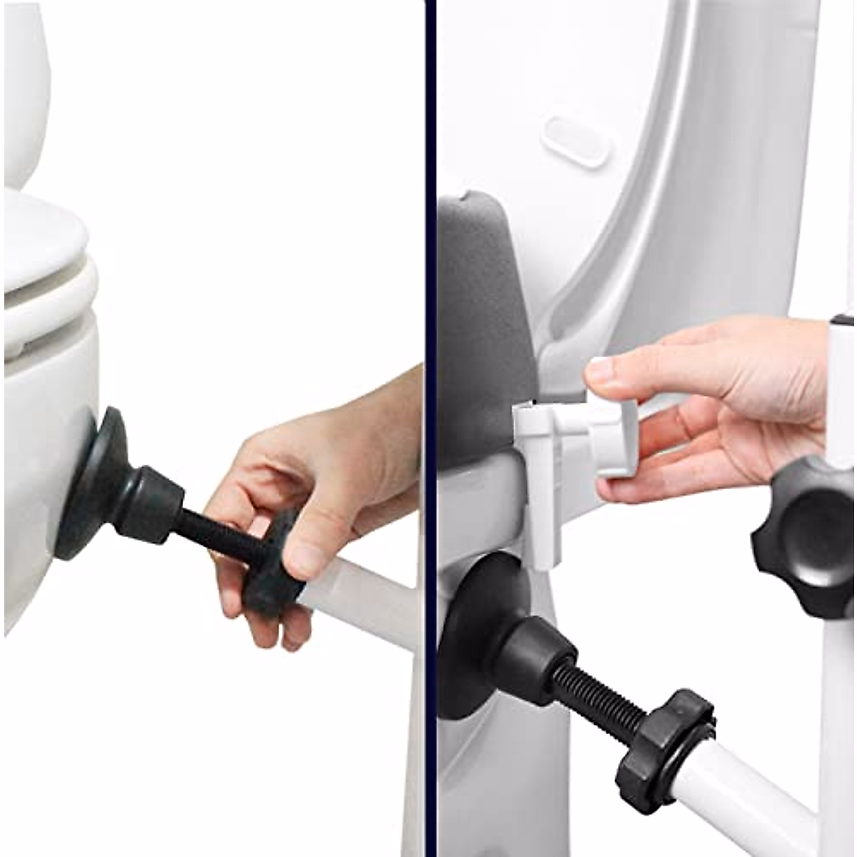 KMINA - Toilet Safety Rails with Raised Seat (Pack), 4 Inch Raised Toilet Seat with Handles for Elderly, Handicap Toilet Seat with Handles Over Toilet