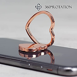 [2 Packs] Love Heart Shaped Glossy Finish Cell Phone Ring Holder Stand, 360 Degree Rotation Finger Ring Kickstand with Polished Metal Phone Grip for Magnetic Car Mount, Smartphone Accessories