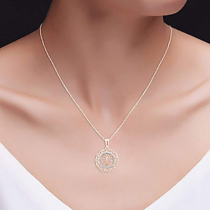 AFFY Celtic Knot Tree Life Pendant Necklace in 14k Rose Gold Over Sterling Silver Round Cut White Cubic Zirconia