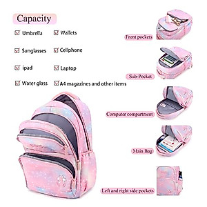 YJMKOI 3PCS Colorful Heart Print Backpack for Girls, Primary Kids Bookbag Set, Purple Backpack with Lunch Box