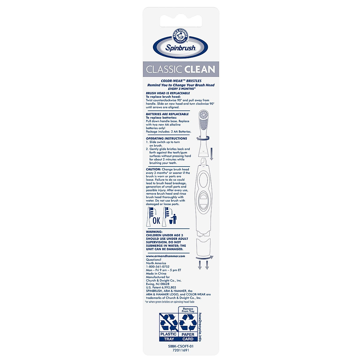 Arm & Hammer Spinbrush Classic Clean Powered Toothbrush, 1 Count