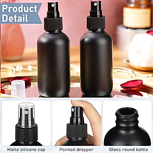 Nuogo 50 Pieces Mini Glass Spray Bottles Bulk 4 Oz Spray Bottles Fine Mist Glass Bottles with Funnel Dropper and Cleaning Brush Refillable for Essential Oils, Perfumes and Aromatherapy (Black)