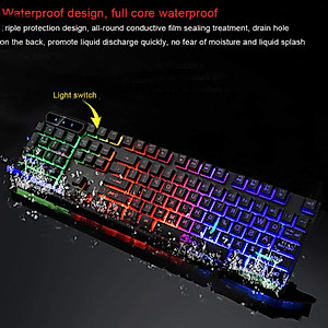 AUSPUM Computer Gaming Keyboard 104keys Colorful Crack LED Illuminated Backlit USB Wired PC Rainbow Gaming Keyboard Waterproof