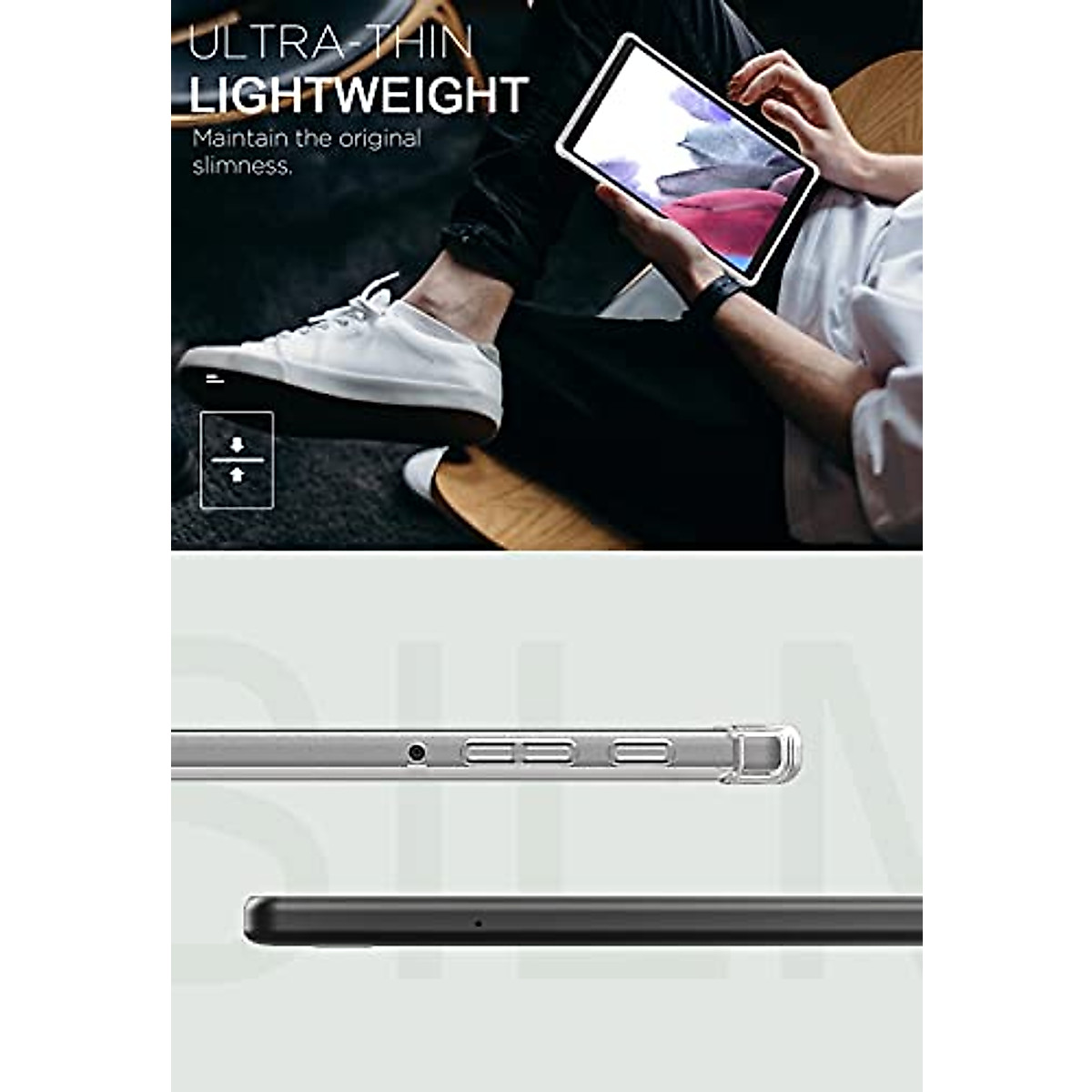 MoKo Case Fits Samsung Galaxy Tab A7 Lite 8.7-Inch 2021 Release Tablet Model SM-T225/T220/T227/T227U, Matte Soft Flexible FrostedTPU Skin Bumper Back Cover Shell, Matte