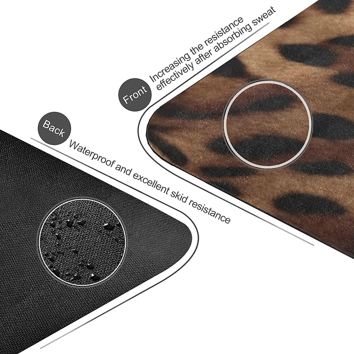 GOODOLD Leopard Print Yoga Mat, 71 x 26 Inch Non-slip Yoga Mats Folding Travel Exercise Mat Indoor Outdoor Gym Pilates with Storage Bag for Women Men