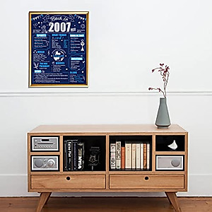 16th Birthday Decorations Back in 2007 Poster for Boys, Blue Silver Sweet 16 Birthday Poster Card Party Supplies, Happy Sixteen Year Old Birthday Gifts 11x14 Inch (Unframed)