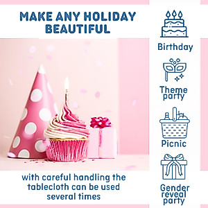 BELMAKS 4 PCS Party Tablecloth Birthday Girl Pink Tablecloth 70" x 42" Baby Shower Decorations for Girl Pink Birthday Decorations Table Cloth for Party