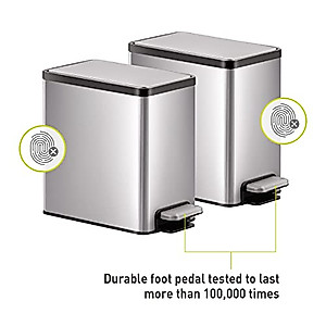 EKO EcoCasa II Space Saving Bathroom Trash Can Combo Set, (2) 6 Liter Stainless Steel Trash Bins