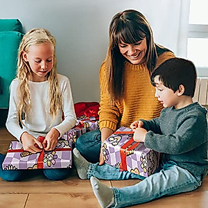 CENTRAL 23 Purple Wrapping Paper - Boho Birthday Wrapping Paper - 'Good Vibes' - 6 Sheets Gift Wrap - For Teens Gen Z Girls - Daisy Rainbow Funky - Comes With Fun Stickers