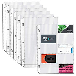 50/Box Clear Heavyweight Business Card Sleeve Pages, Refill Pages, 10 Pockets Per Sheet, 3 Ring Business Card Binder Sheets, by Better Office Products, 50 Count