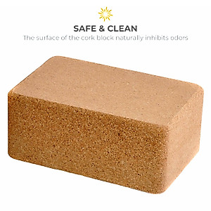 Sunshine Yoga 4" Cork Yoga Block, 6 Pack Bulk Yoga Blocks, Firm and Supportive Yoga Brick for Stretching, Pilates, and Workout, Balance Exercise Block for Schools and Studios, 4" x 6" x 9"