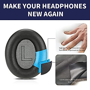 Damex soundcore Life q20 Replacement Ear Pads,Protein Leather and Memory Foam Ear Cushions,Compatible with Anker soundcore Life q20 BT Headphone (Black)