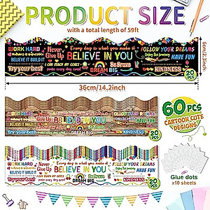 Inspirational Quotes Bulletin Board Borders Trim,Growth Mindset Motivational Classroom Borders for Bulletin Board Decorations,Inspirational Bulletin Board Decorations for Classroom (59 FT in Length)