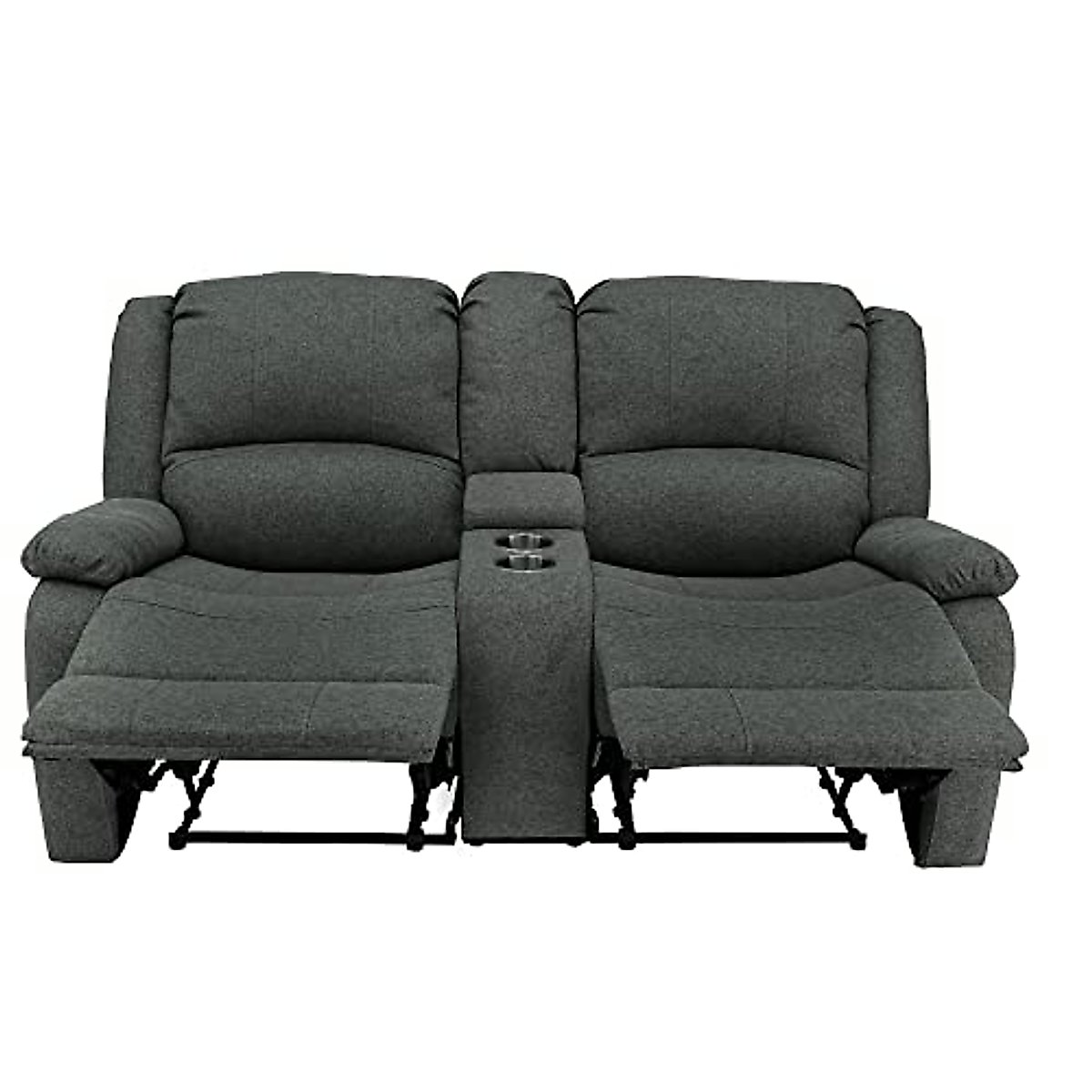 RecPro Charles 67" Double Recliner RV Sofa with Console and Cupholders | Zero Wall Loveseat for Camper | Wall Hugger Couch | Fifth Wheel Theater Seating | Replacement RV Furniture | Fossil Cloth