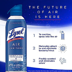 Lysol Air Sanitizer Spray, For Air Sanitization and Odor Elimination, White Linen Scent, 10 Fl. Oz (Pack of 3)