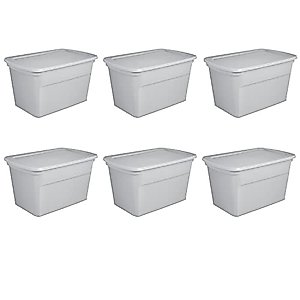 Sterilite 30 Gallon 17366A06 30 Gallon/114 Liter Tote, Cement, 6-Pack