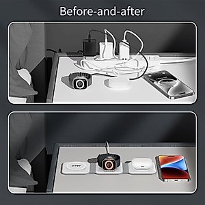 𝟏𝟓𝐖 for Magnetic Multple Devices,UCOMX Nano Pro 3-in-1 Wireless Charging Station,Top Speed Wireless Charger for Multple Device with 30W Adapter,Compatible for iPhone 15/14/13/12,AirPods,iWatch