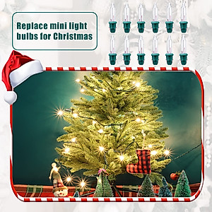 50pcs Christmas Tree Light Bulbs, 2.5 Volts / 0.425 Watt / 0.17 Ampere Christmas Mini Light Bulbs Replacement Incandescent Mini Light Bulbs for Indoor Outdoor Decor