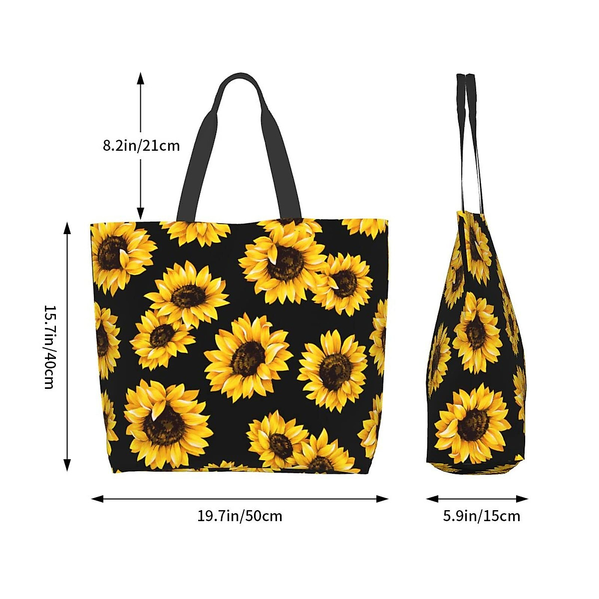 AZJOYLIFE Sunflower Tote Bag for Women Yellow Beach Bag - Large Utility Kitchen Reusable Grocery Bags Waterproof Portable Shoulder Handbag Aesthetic for Gifts Shopping Travle Work Weekend Gym School