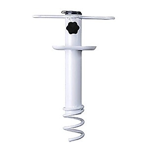 AMMSUN Beach Umbrella Sand Anchor, Metal Heavy Duty Outdoor Umbrella Base with Ground Anchor Screw Auger with Carry Bag Universal & One Size Fits All for Sun Protection, Shade, Strong Winds White
