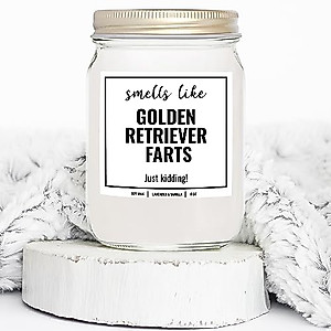 YouNique Designs Smells Like Golden Retriever Farts 8oz Soy Candle - Dog Farts Candle Gifts for Golden Retriever Lovers - Golden Retriever Gifts for Women, Men, Dog Lovers (Lavender & Vanilla)