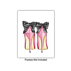 African Americans Wall Decor - Black Wall Art - Glam Wall Art - Designer Perfume, Handbags Shoes - High Fashion Design Set - Pink Glamour Luxury Couture Wall Decor for Women, Girls Bedroom, Teens Room