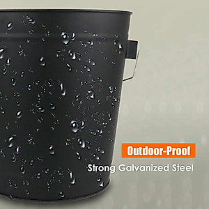 Grisun Ash Bucket with Lid, Shovel and Hand Broom, 5.2 Gallon Coal Bucket for Fireplace, Charcoal Wood Fire Pits, Burning Stoves, Large Pail Pellet Metal Buckets Ash Can, for Indoor and Outdoor