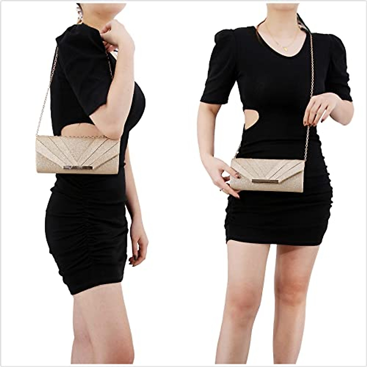 Naimo Womens Sparkle Paillette Clutch Bag Evening Bag Purse for Party Cocktail Wedding Elegance Envelope Purse Wallet Bag (Rose gold)