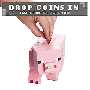 Minecraft Pig Money Bank BDP | Pink Pixelated 3D Savings Piggy-Bank | Unique Gift Idea Perfect for Gamers