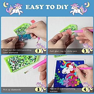 Labeol Diamond Art Kits for Kids Crafts for Girls Ages 6-8-10-12 Easy to DIY Creative Diamond Art Sticker Craft by Numbers Kits for Kids and Adult Beginners (6 Pack Cute)