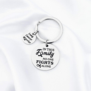 Lung Cancer Awareness Gifts Lung Cancer Keychain Survivors Gifts Inspirational Lung Cancer Support Gifts in This Family No One Fights Alone (Lung Cancer Keychain)