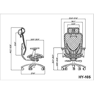 Mesh3 Hyper GTR Ergonomic Office Chair Premium Mesh Seat with Back Support Gaming Chair Fully Adjustable Headrest, Backrest and 4D Armrests for Great Posture BIFMA Black Color HY-105BK