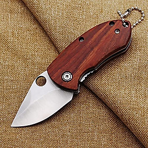 BYKCO Little Pocket Knife, Light Weight Wood Handle EDC Knife, Small Folding Pocket Knife for Men for Women Everyday Carry Box Cutter Stubby Style Gift