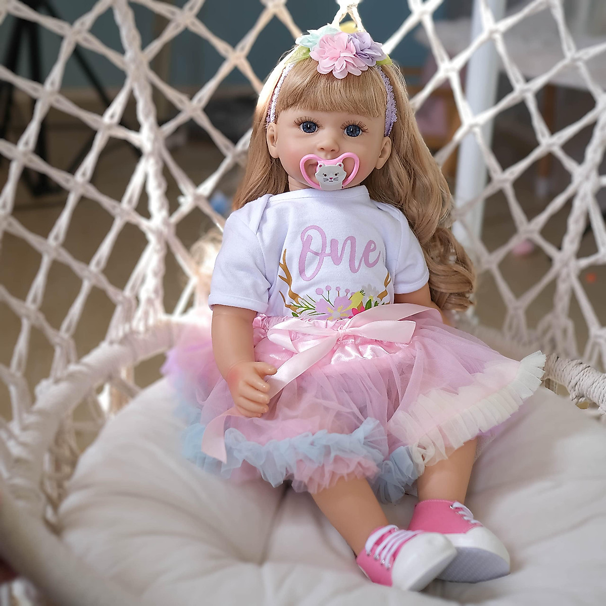 Zero Pam Reborn Baby Dolls Toddler Blonde Hair Girl 24 Inch 60 cm Realistic Silicone Baby Dolls That Look Real Lifelike Baby Dolls with Weighted Body and Toy Accessories Princess Doll for Girls