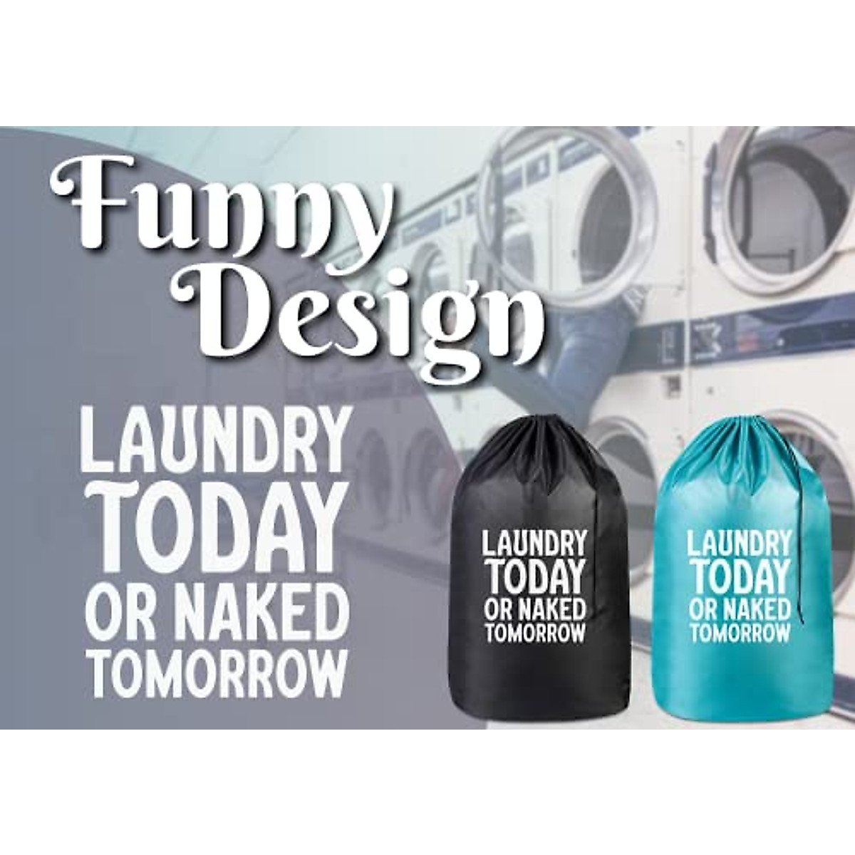 2 Pack Funny Laundry Bags Extra Large Heavy Duty, Travel Laundry Bags for Dirty Clothes, Unique Design College Laundry Bag, 27.5" x 39.4" (70 x 100cm) Dirty Clothes Organizer - Laundry Today