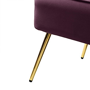 TINA'S HOME Contemporary Velvet Loveseat Sofa, Upholstered Loveseat Couch with Golden Metal Legs, Small Tufted 2-Seat Sofa Armless Love Seat for Living Room, Bedroom, Apartment Small Spaces, PURPLE