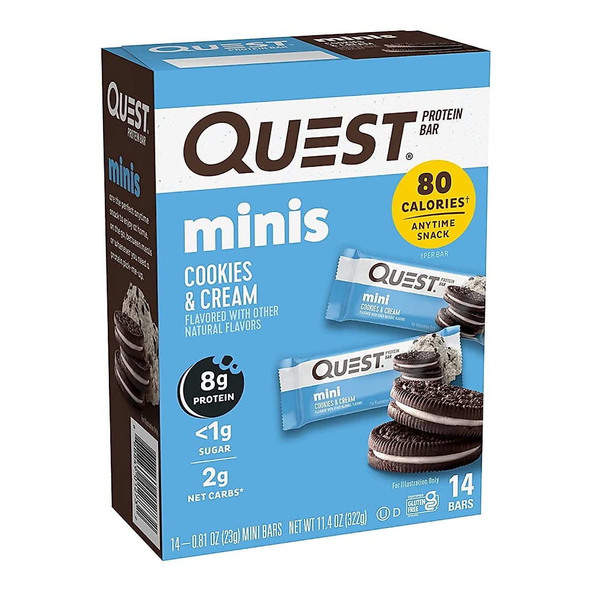 Quest Nutrition Chocolate Chip Cookie Dough Protein Bars, 12 Count & Mini Cookies & Cream Protein Bars, 14 Count & Mini Chocolate Chip Cookie Dough Protein Bars, 14 Count
