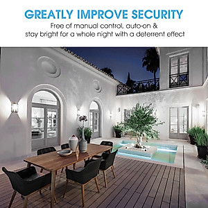 Dusk to Dawn Light Bulbs Outdoor, No Timer Required, 9W (60W Equivalent) 5000K Daylight White, E26 A19 Sensor LED Bulb, Built-in Photocell Detector for Porch Lights Boundary Garage Patio, 2 Pack
